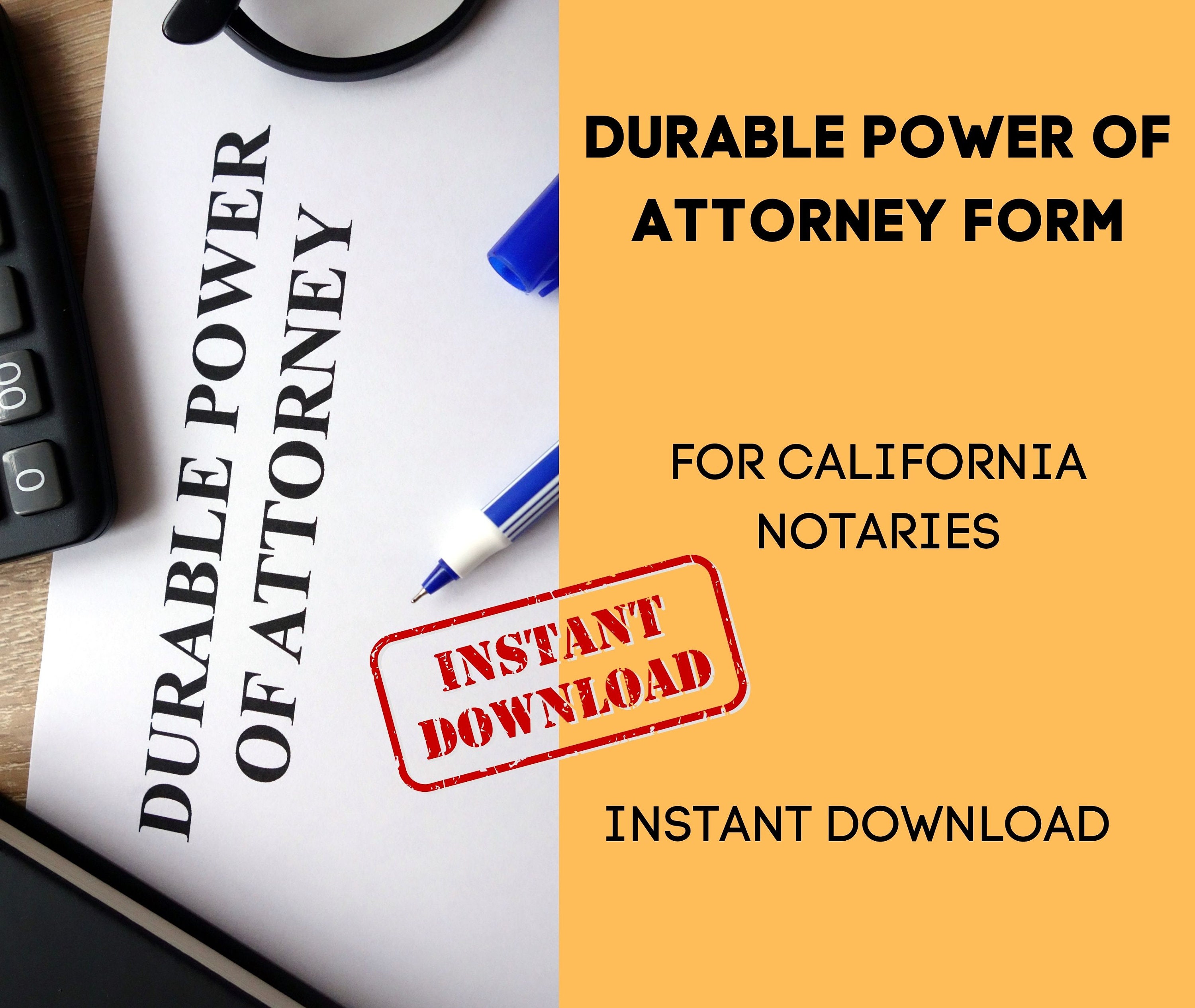 Durable Power of Attorney Form for California Notaries| Attorney Form ...