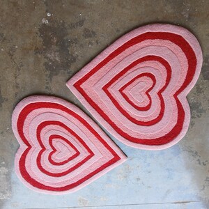 Heart-shaped Handtufted Rug Pink and Red Layered Romantic Wool Rug for ...