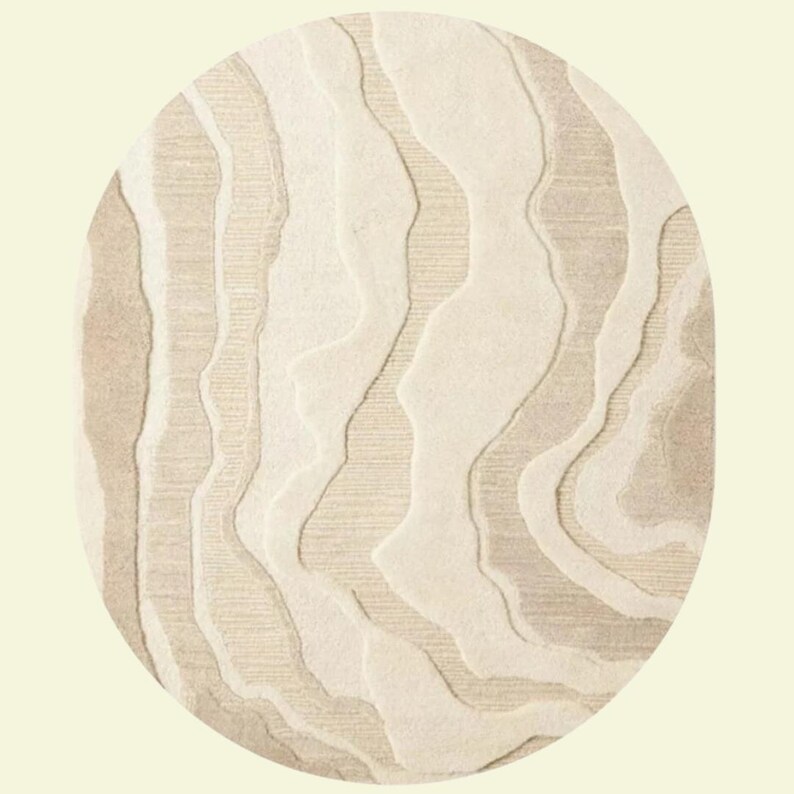 Handtufted Modern Wavy Line Rug Luxurious Marble Look Rug for Living ...