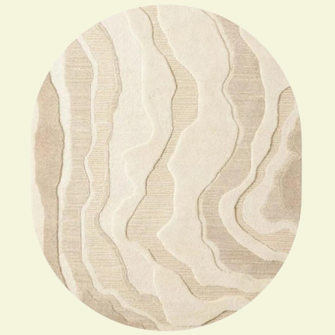 Handtufted Modern Wavy Line Rug Luxurious Marble Look Rug for Living ...