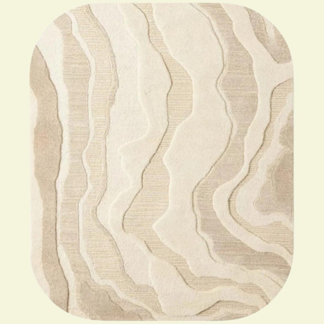 Handtufted Modern Wavy Line Rug Luxurious Marble Look Rug for Living ...