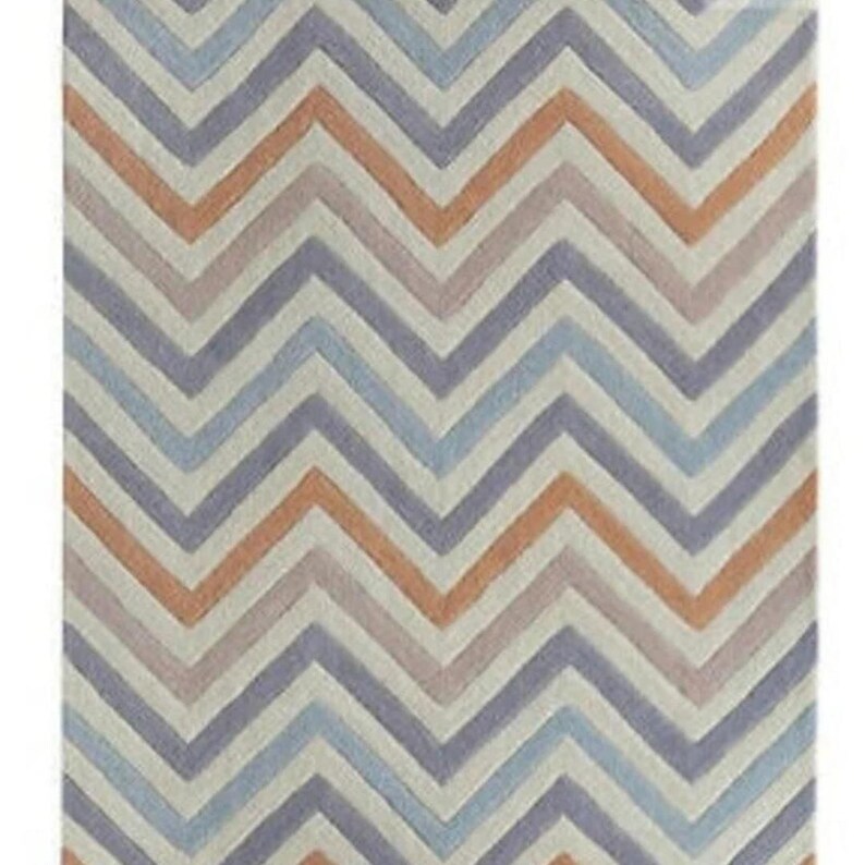 Minimalist Zig Zag Modern Chevron Pattern Tufted Wool Rug Soft Pastel ...