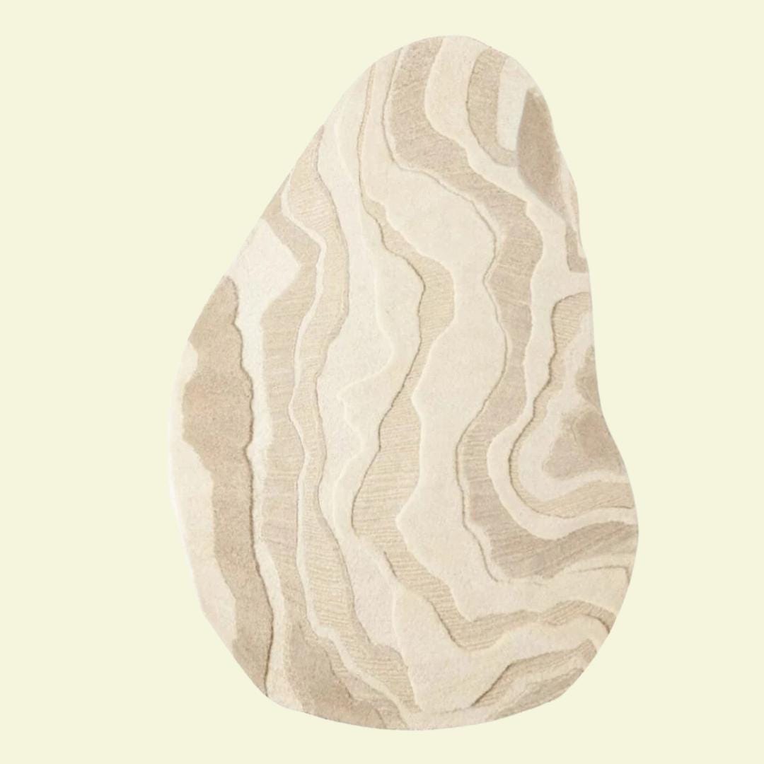 Handtufted Modern Wavy Line Rug Luxurious Marble Look Rug for Living ...