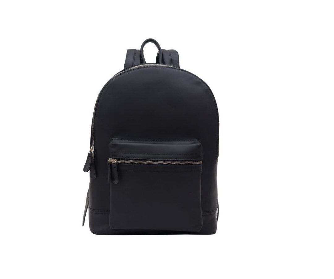 Volere Real Leather Black Mens Backpack With Silver Zip, Leather ...