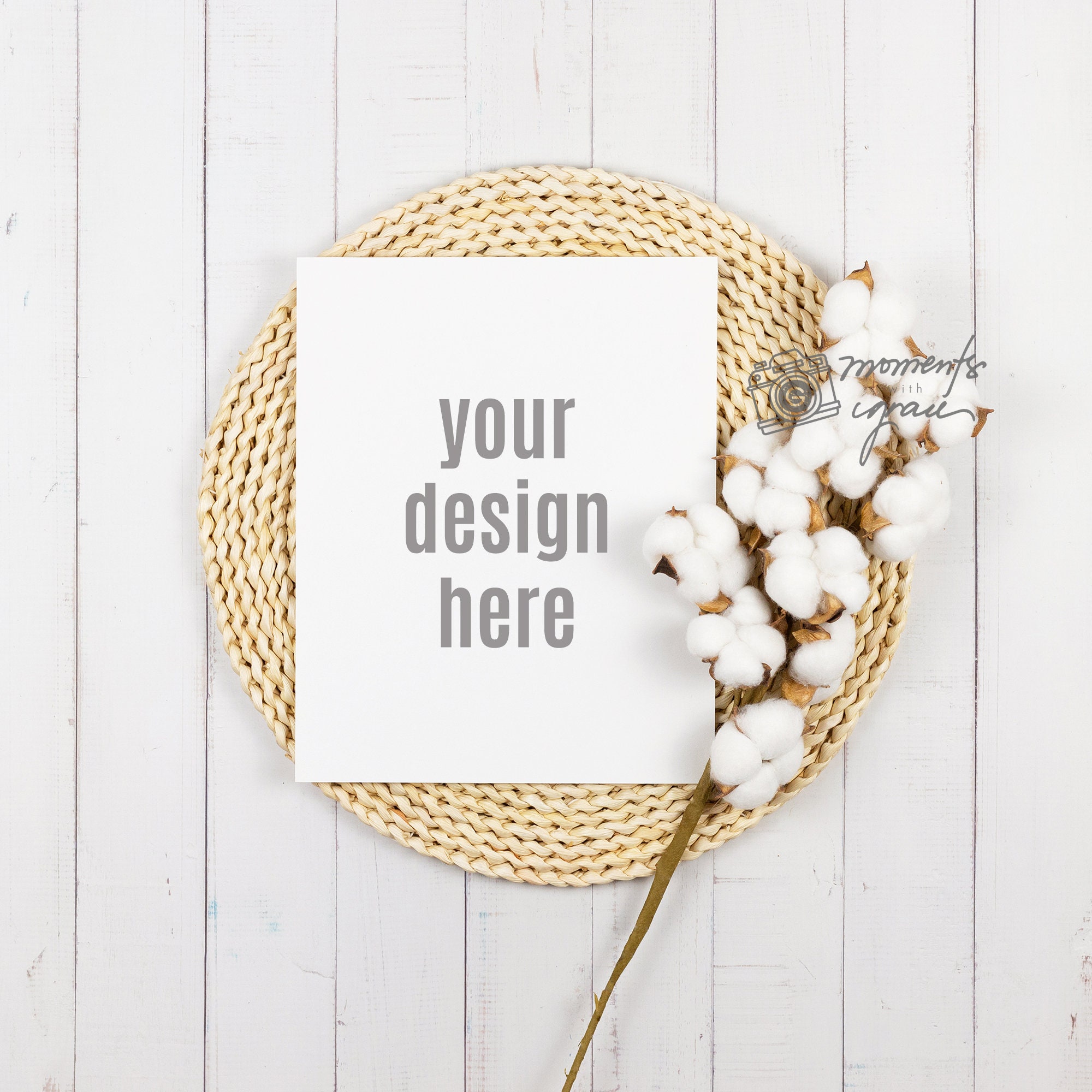 Blank White Paper Cardstock 8x10 With Cotton Plant for | Etsy