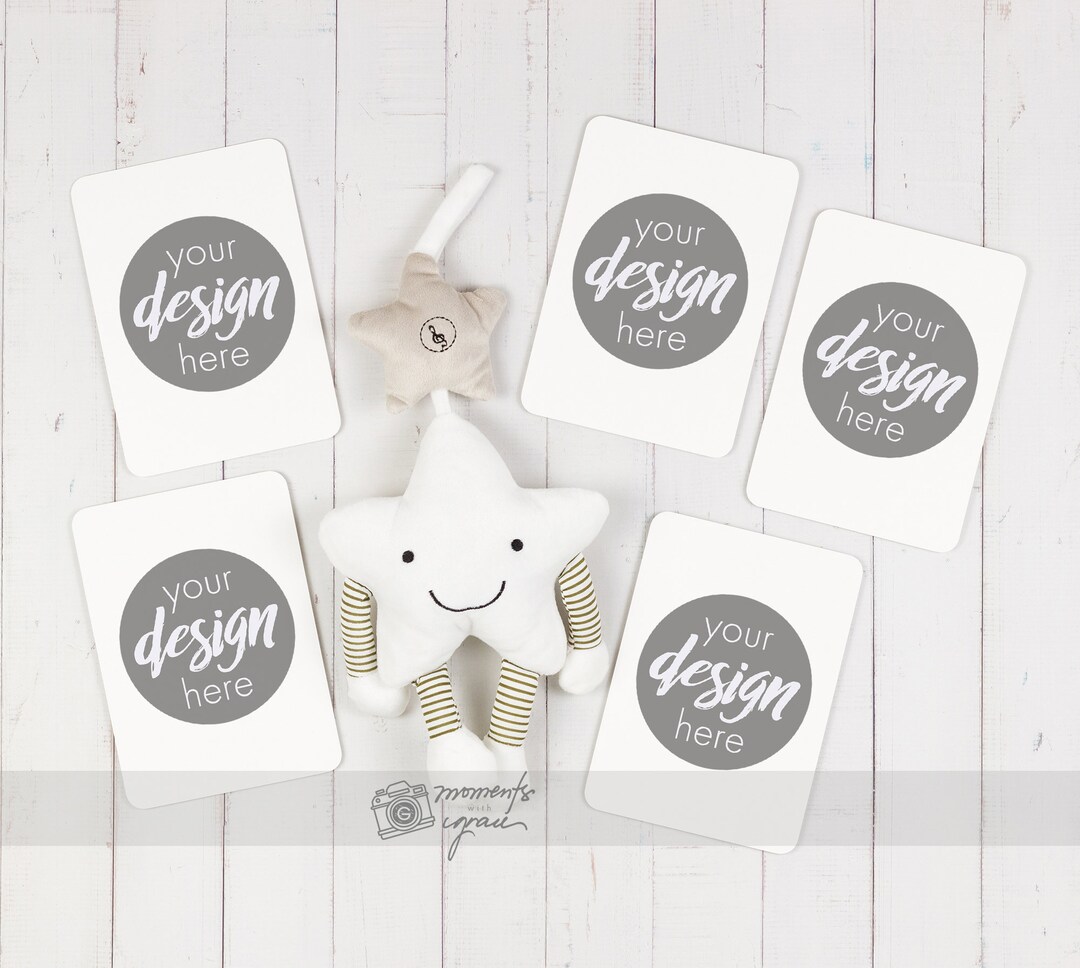 Pregnancy Milestone Cards Mockup, Cards Mockup With Stuffed Star ...