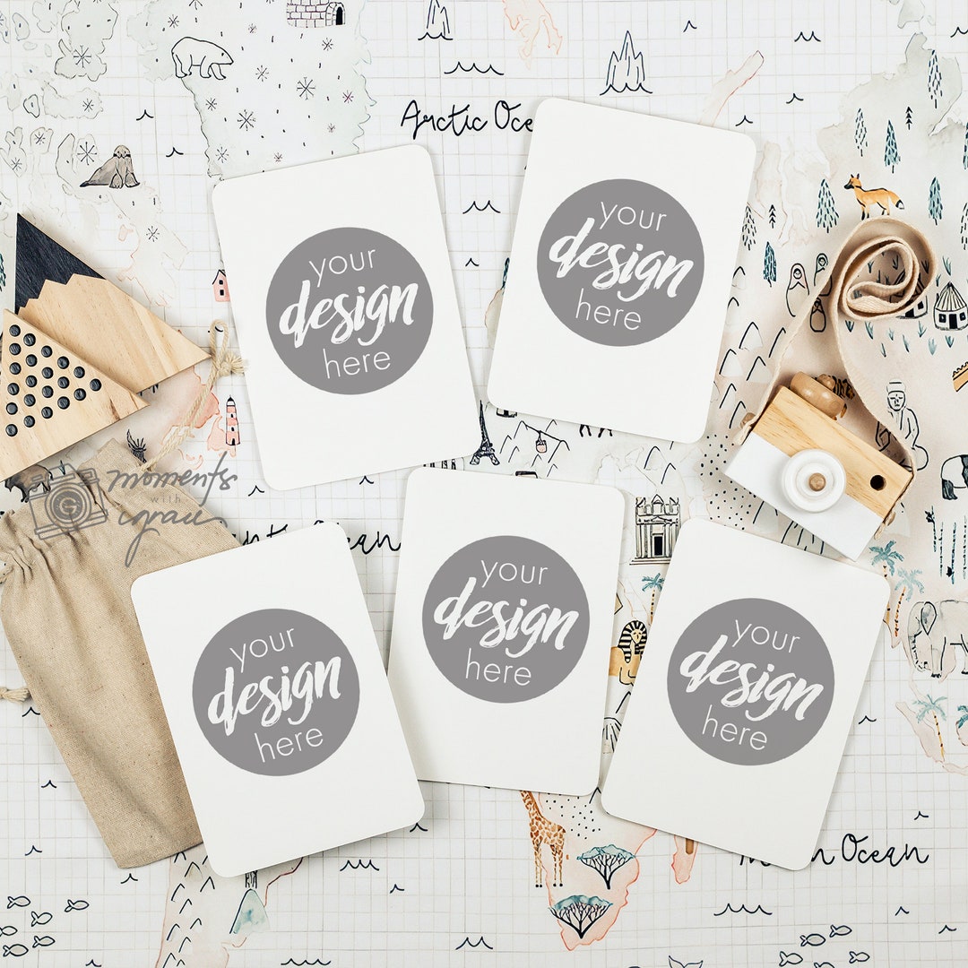 Pregnancy Baby Milestone Cards Mockup Travel Adventure Theme, Gender ...