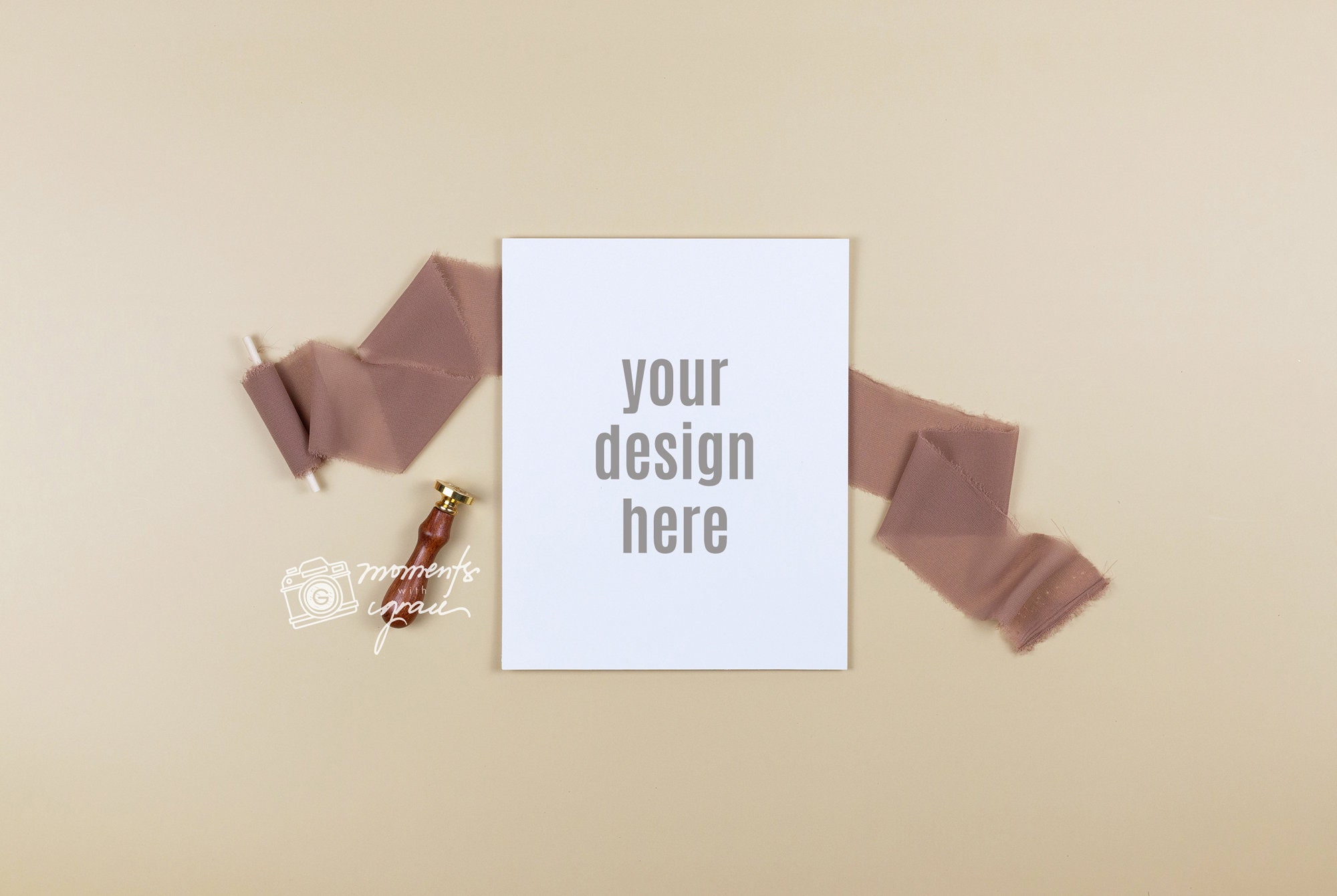 Stationery Blank White Paper Cardstock 8x10 With White Sunflower Stock Photography Mockup 