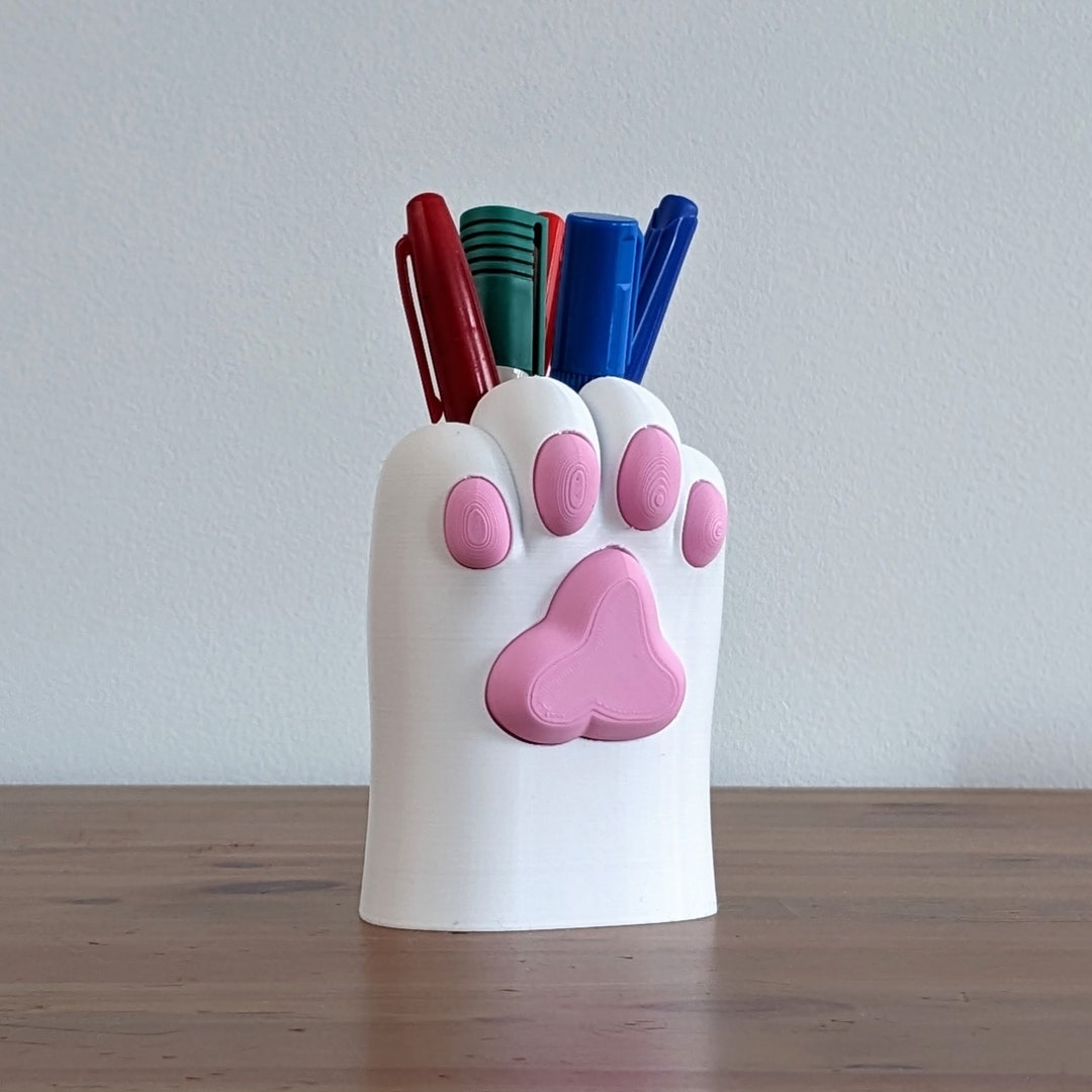 Cute Cat Paw Pen Holder for Desk Kawaii Pencil Marker Desk - Etsy