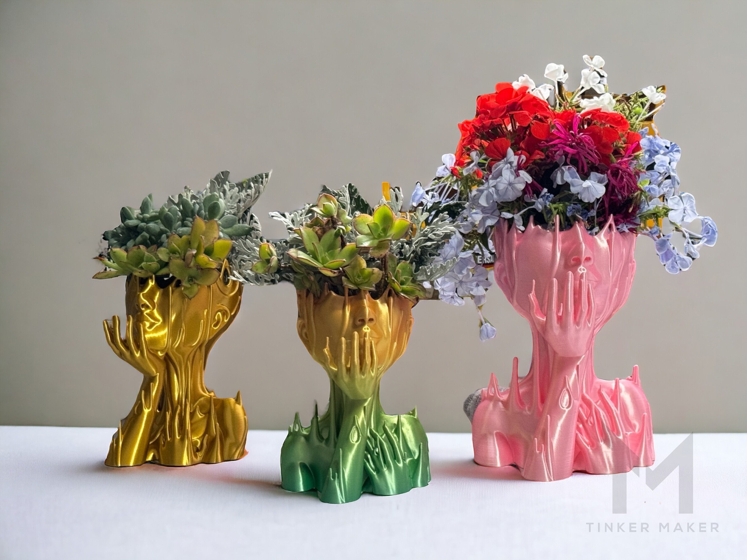 Melted Woman Face Planter | Goddess Head Succulent Pot With Drainage ...