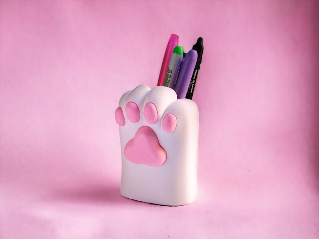 Cute Cat Paw Pen Holder for Desk Kawaii Pencil Marker Desk Setup ...