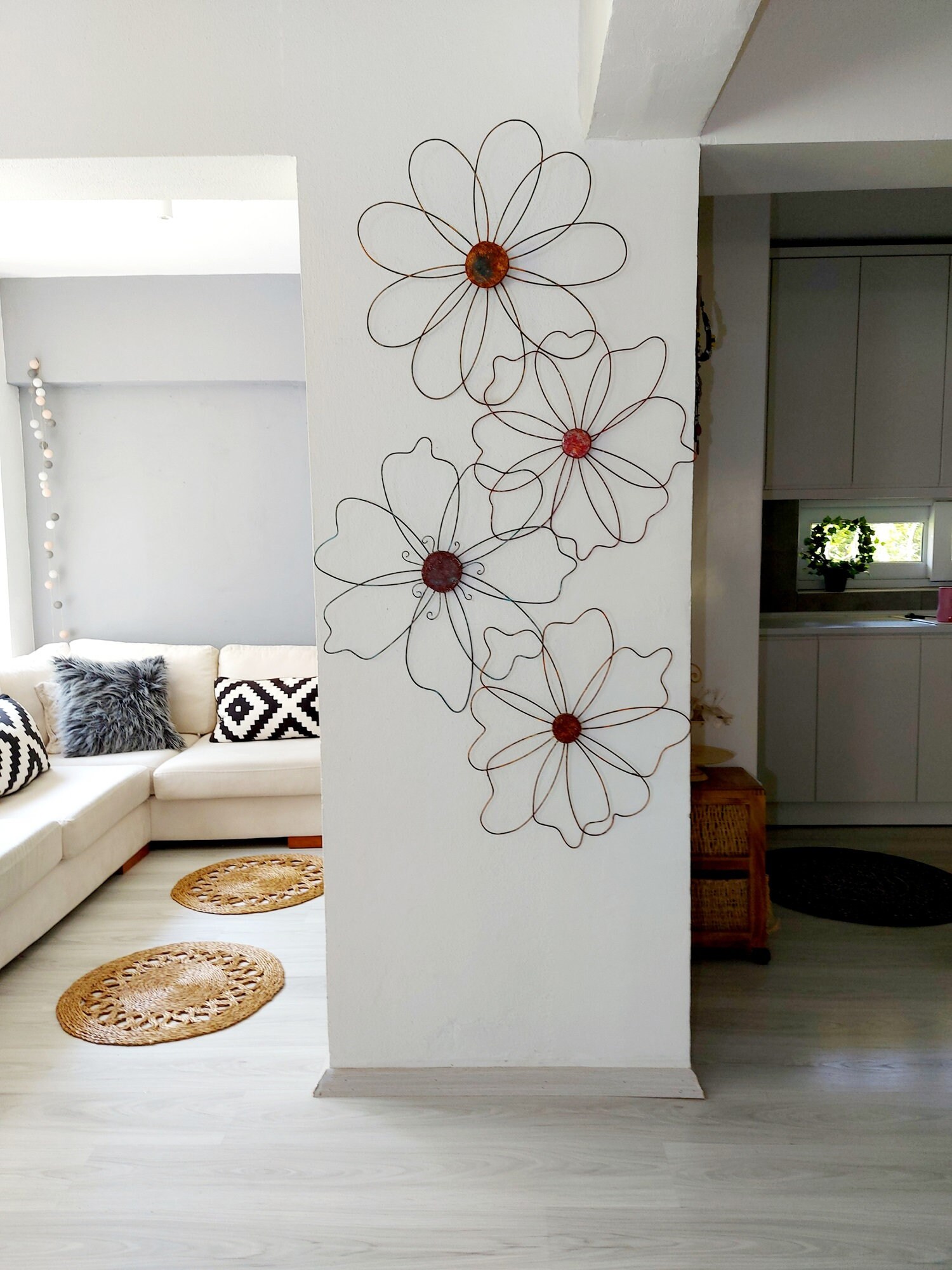 Wall Rusty Flowers Set,4 Pcs,rusty Metal Wall Decor,rusty Metal Wall ...