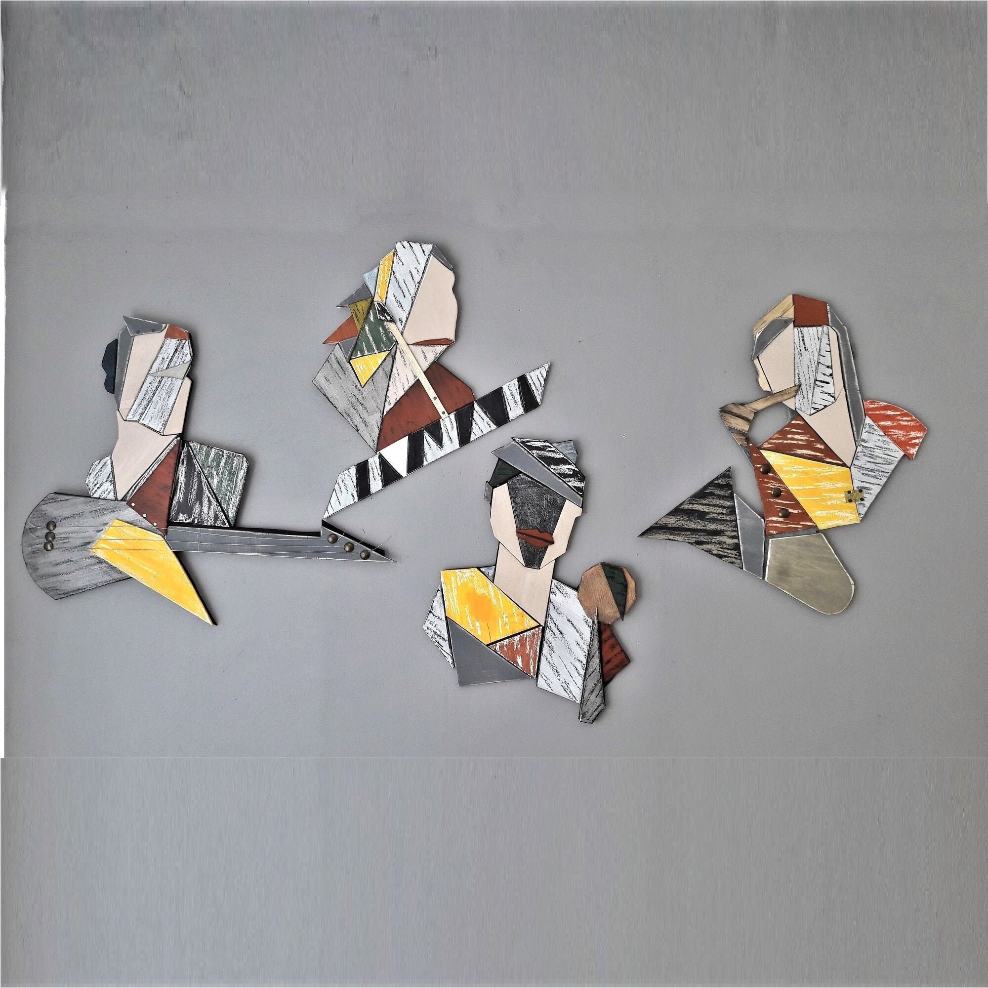 Geometric Musician Orchestra Wall Artrustic Wall Decor - Etsy