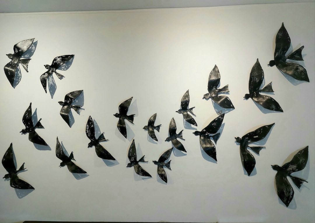 20 Pcs Metal Bird, Extra Large Metal Wall Art,patio Decor, Outdoor ...