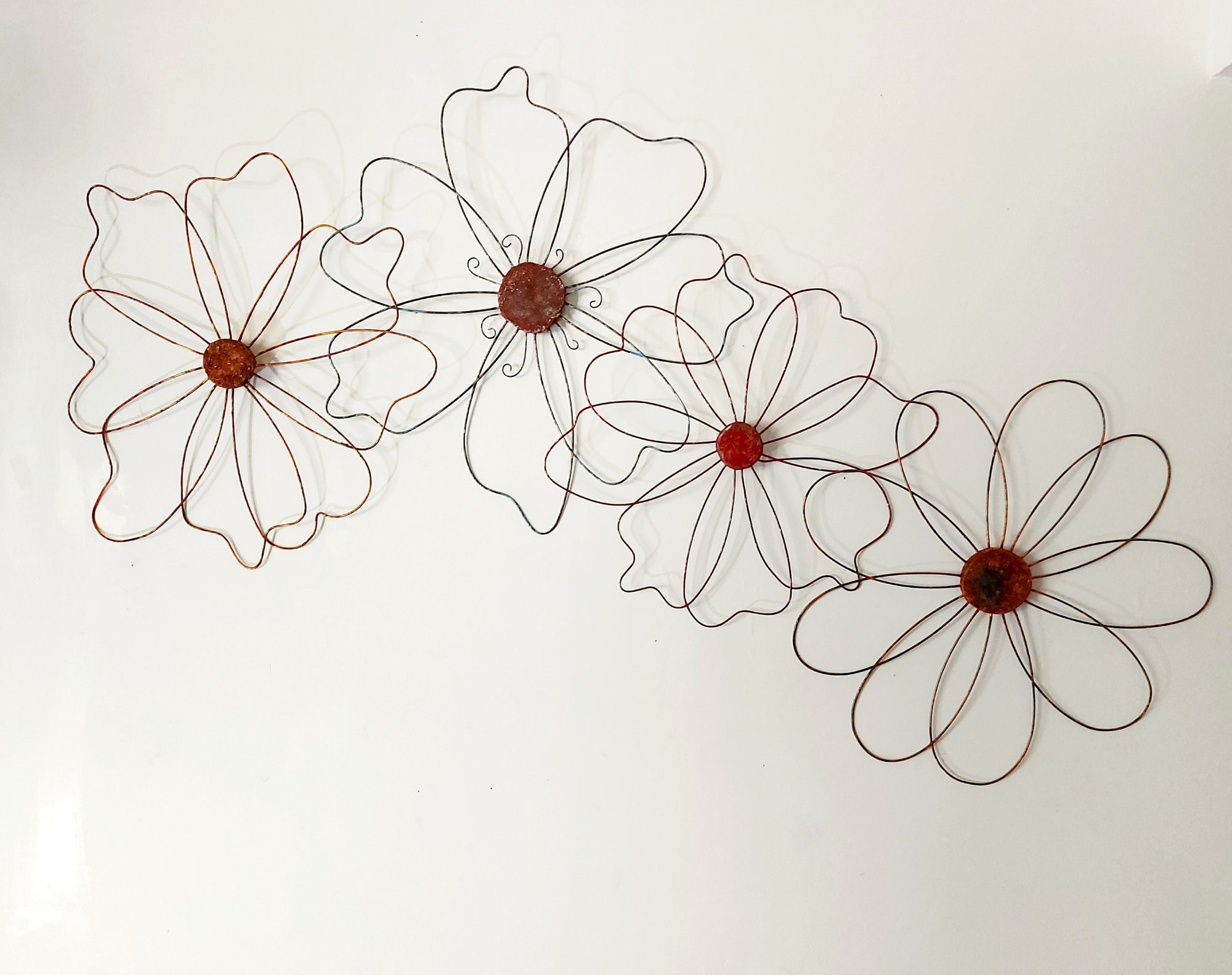 Wall Rusty Flowers Set,4 Pcs,rusty Metal Wall Decor,rusty Metal Wall ...