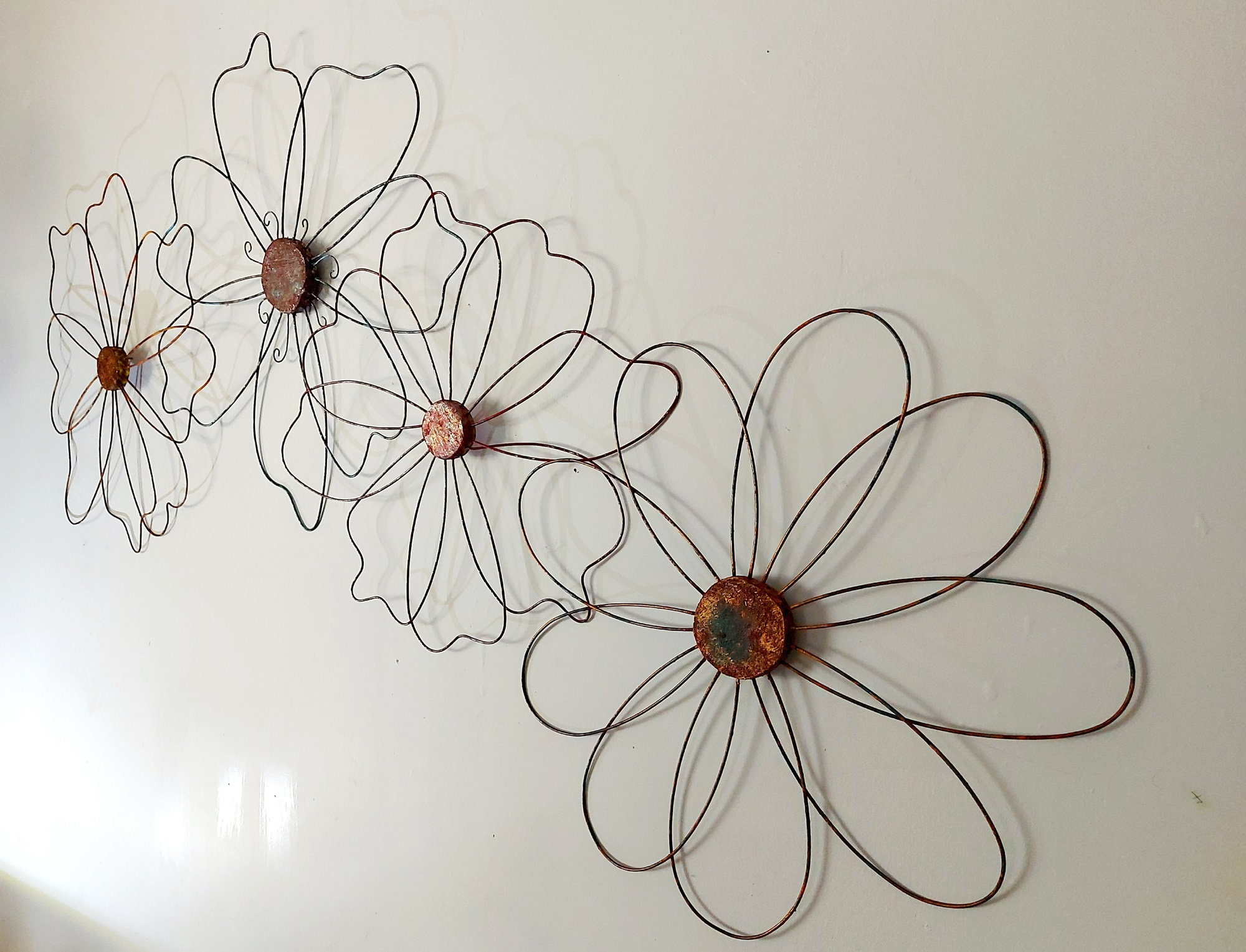 Wall Rusty Flowers Set,4 Pcs,rusty Metal Wall Decor,rusty Metal Wall ...