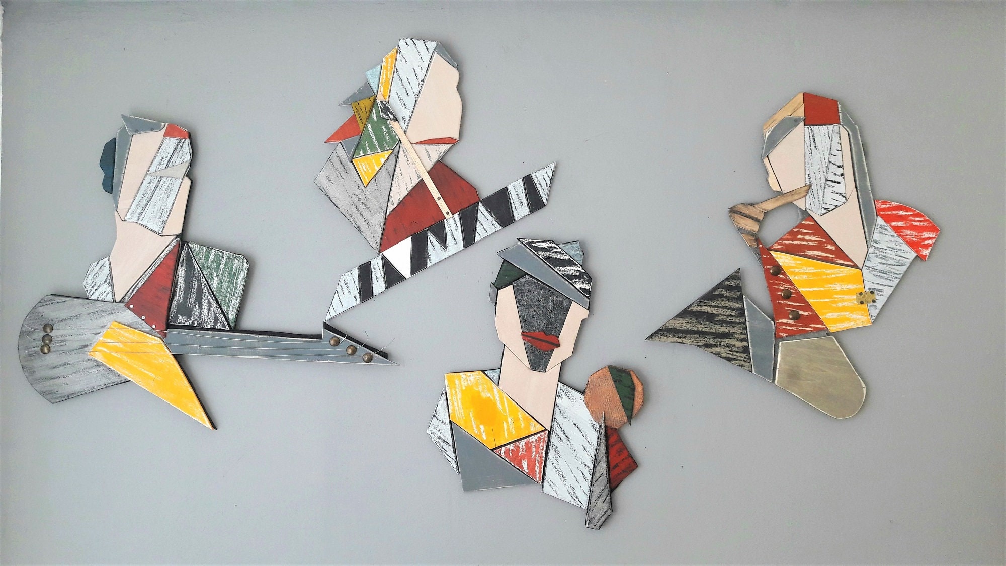 Geometric Musician Orchestra Wall Artrustic Wall Decor - Etsy