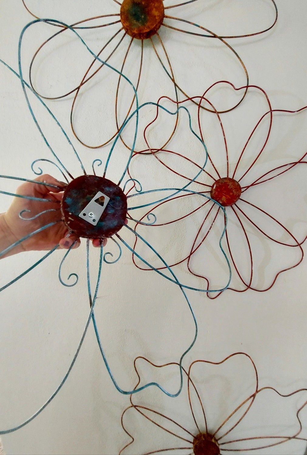 Wall Rusty Flowers Set,4 Pcs,rusty Metal Wall Decor,rusty Metal Wall ...