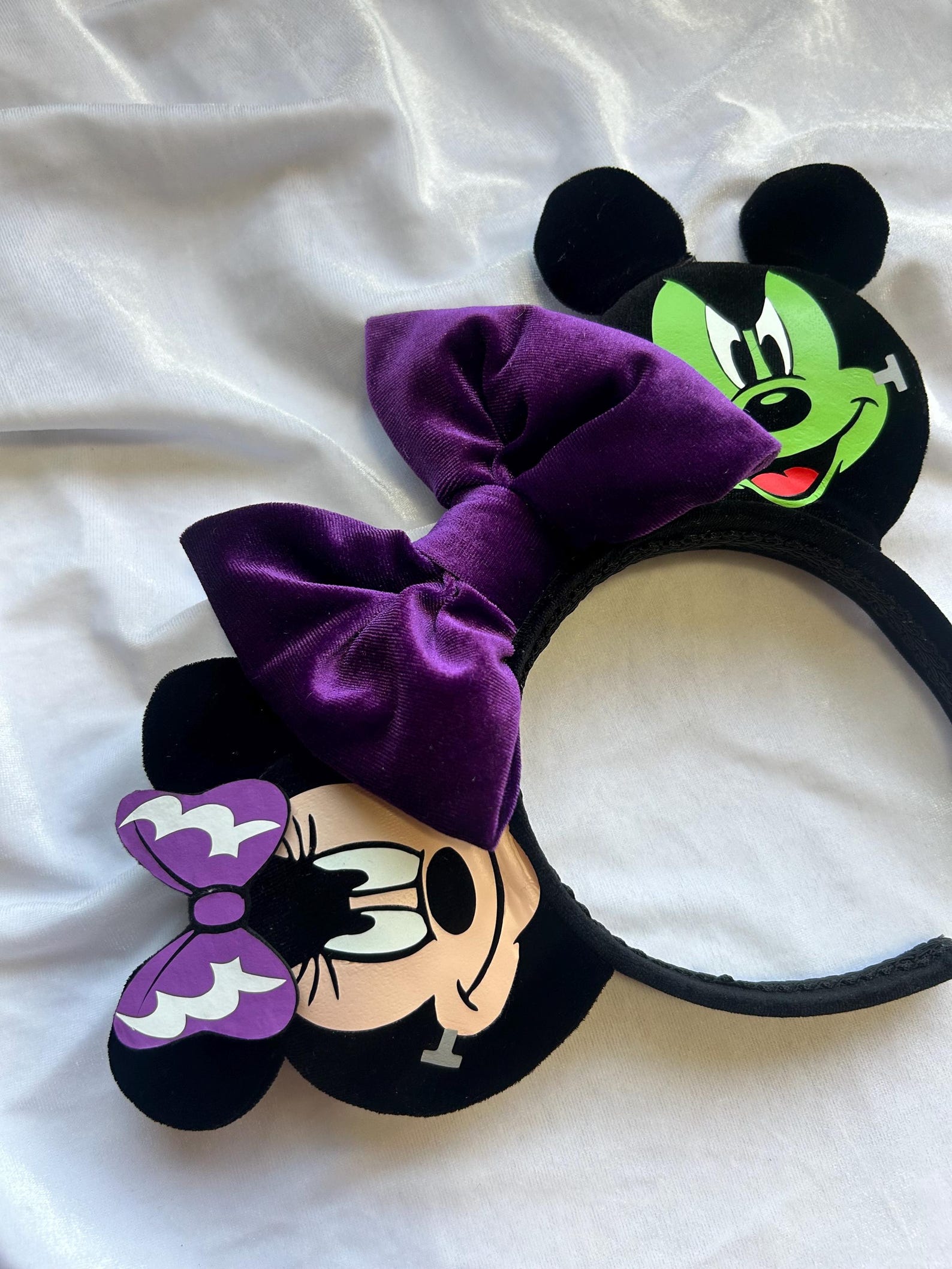 Halloween Minnie and Frankenstein Mickey Ears - Etsy