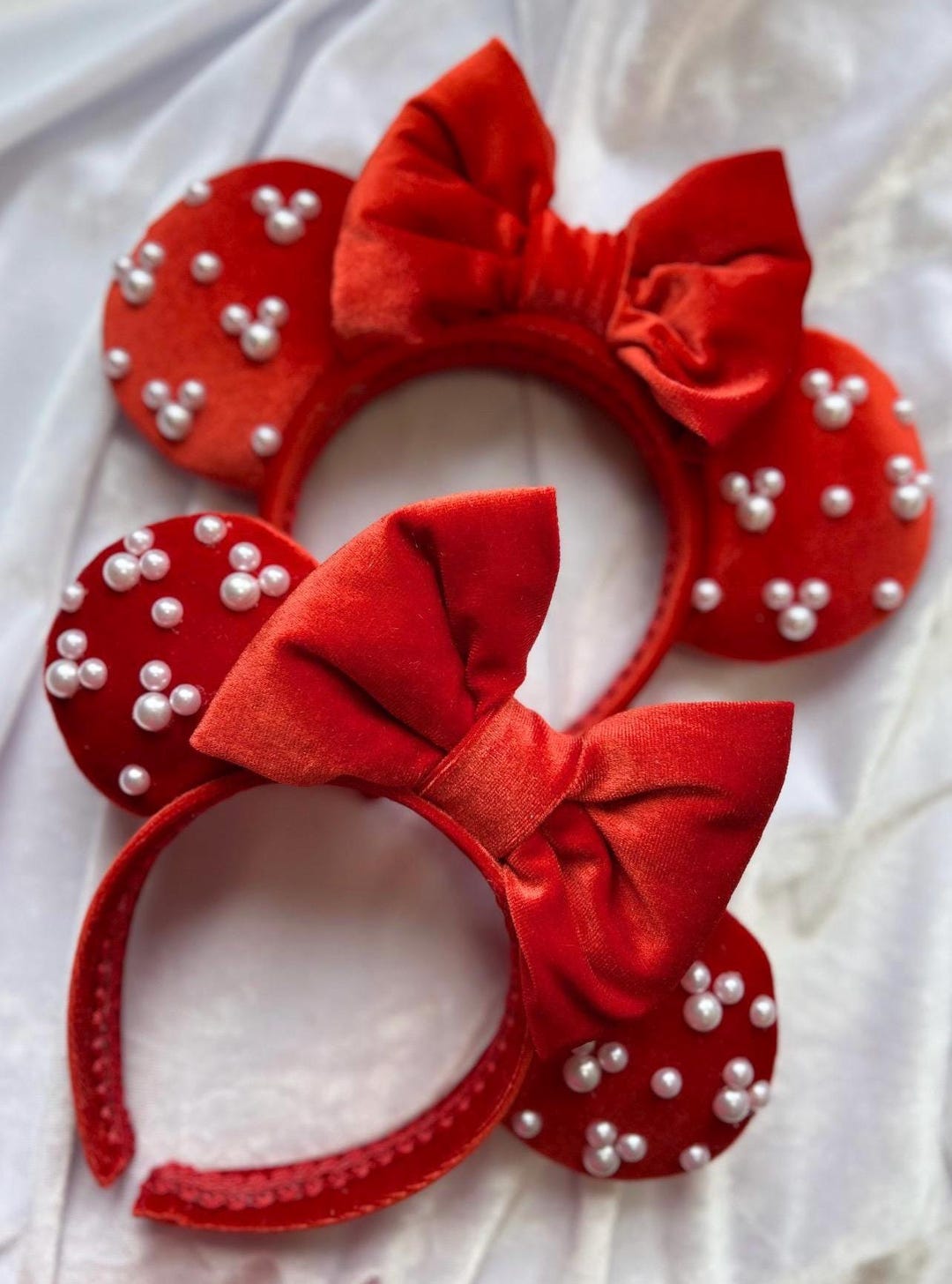 Red Velvet Pearls Minnie Ears - Etsy