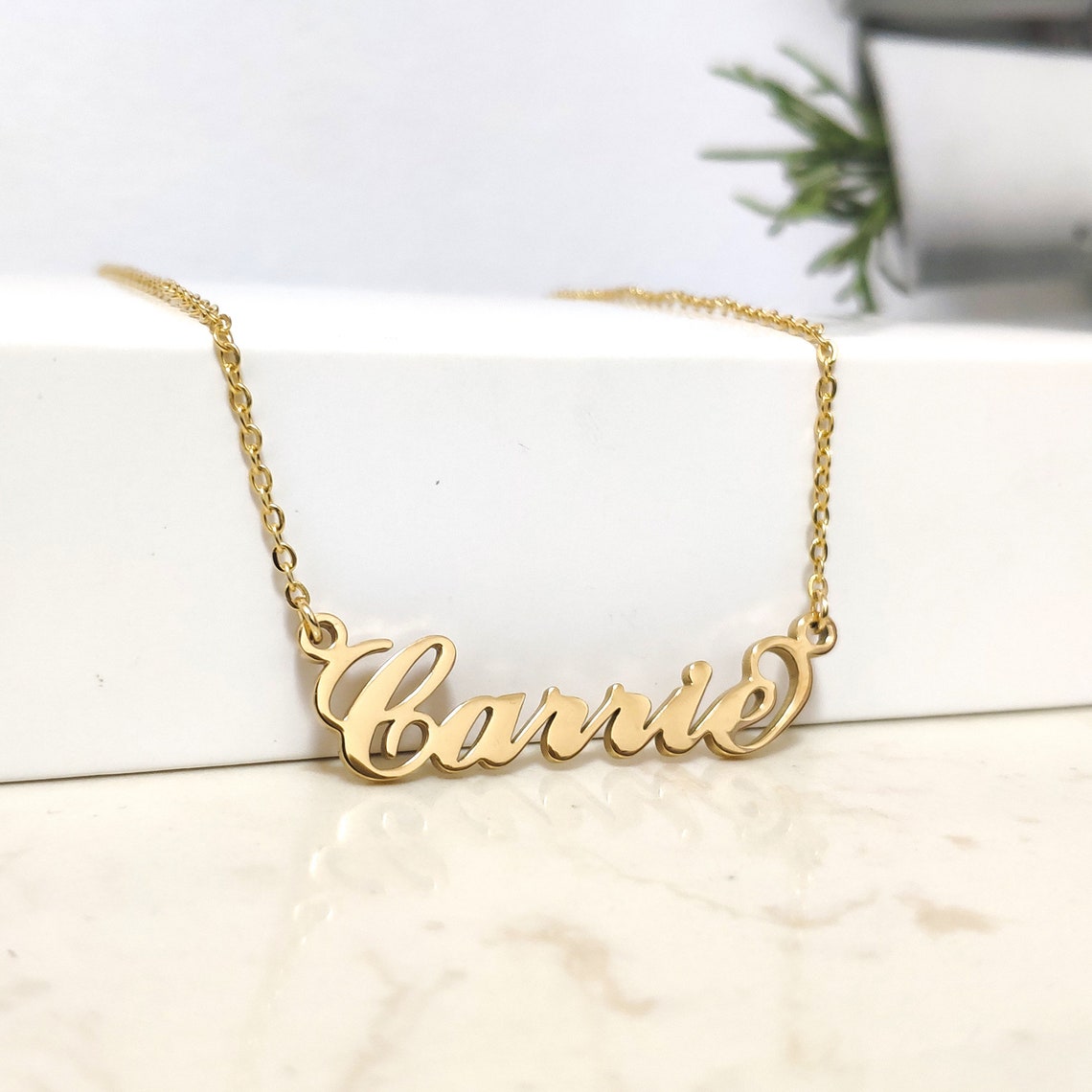 Personalized Name Necklace Name Necklace Gold Carrie Name - Etsy