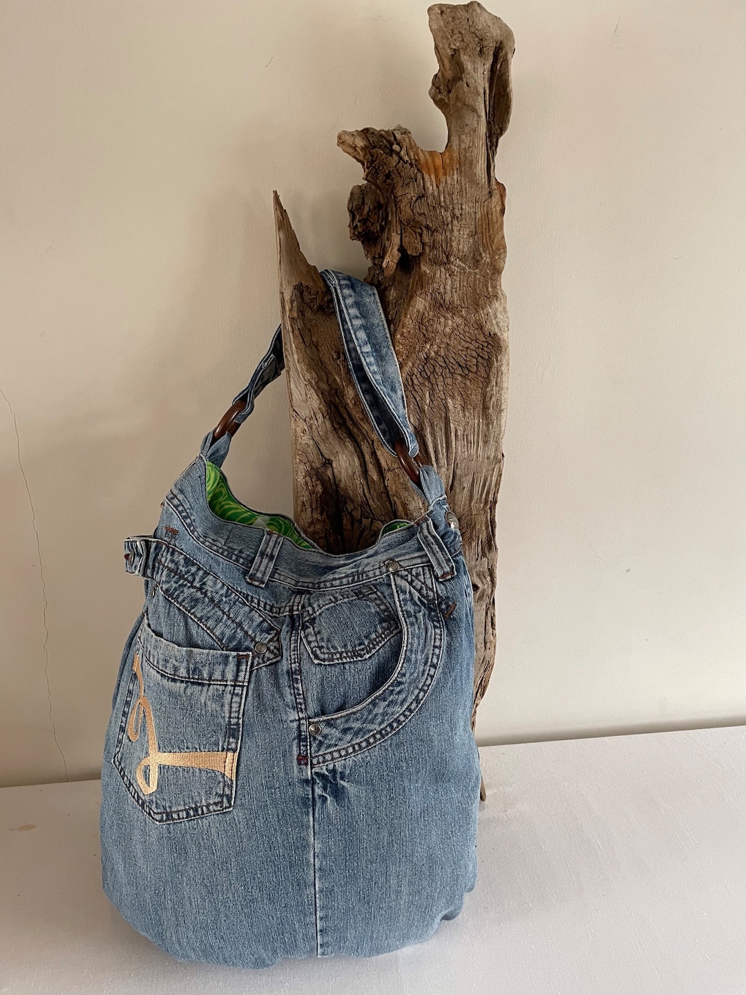 Upcycled Large Denim Shoulder / Life Bag / Sack Bag / Hobo Bag ...