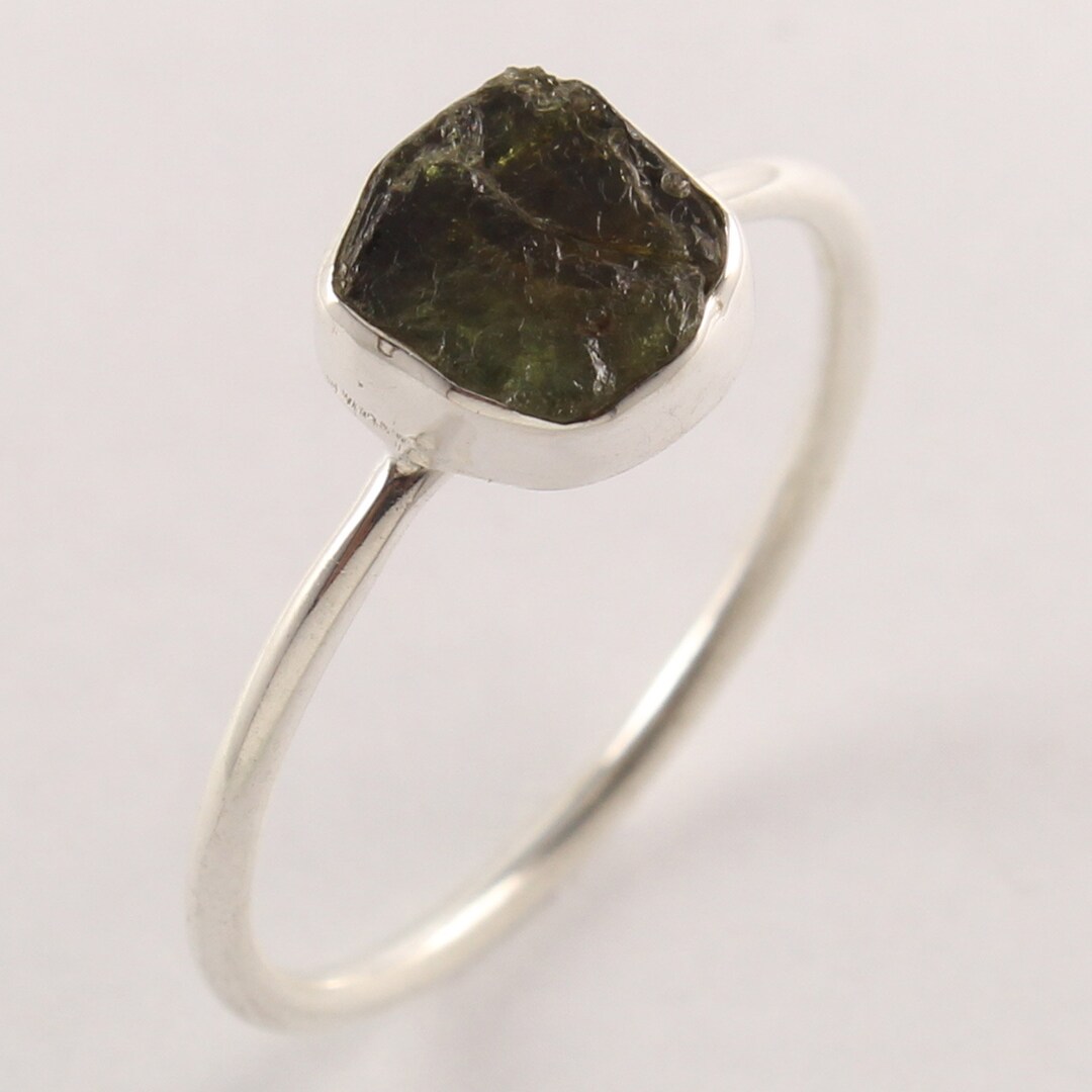 925 Sterling Silver Raw Stone Ring Choose From Variation Size Green ...