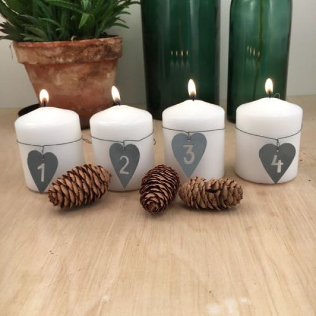 Advent Numbers Candle Numbers Metal Heart 1-4 Advent Gray - Etsy