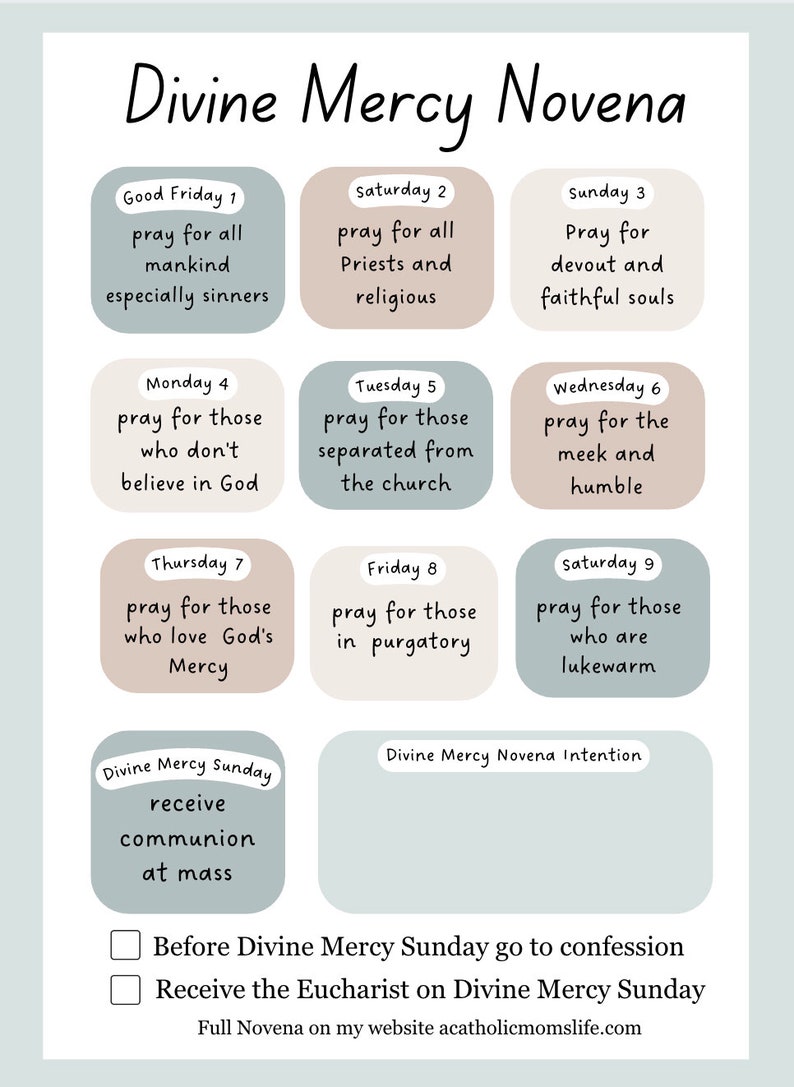 Divine Mercy Novena Checklist - Etsy