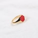 Gold Hexagonal Red Set Signet Ring - Etsy