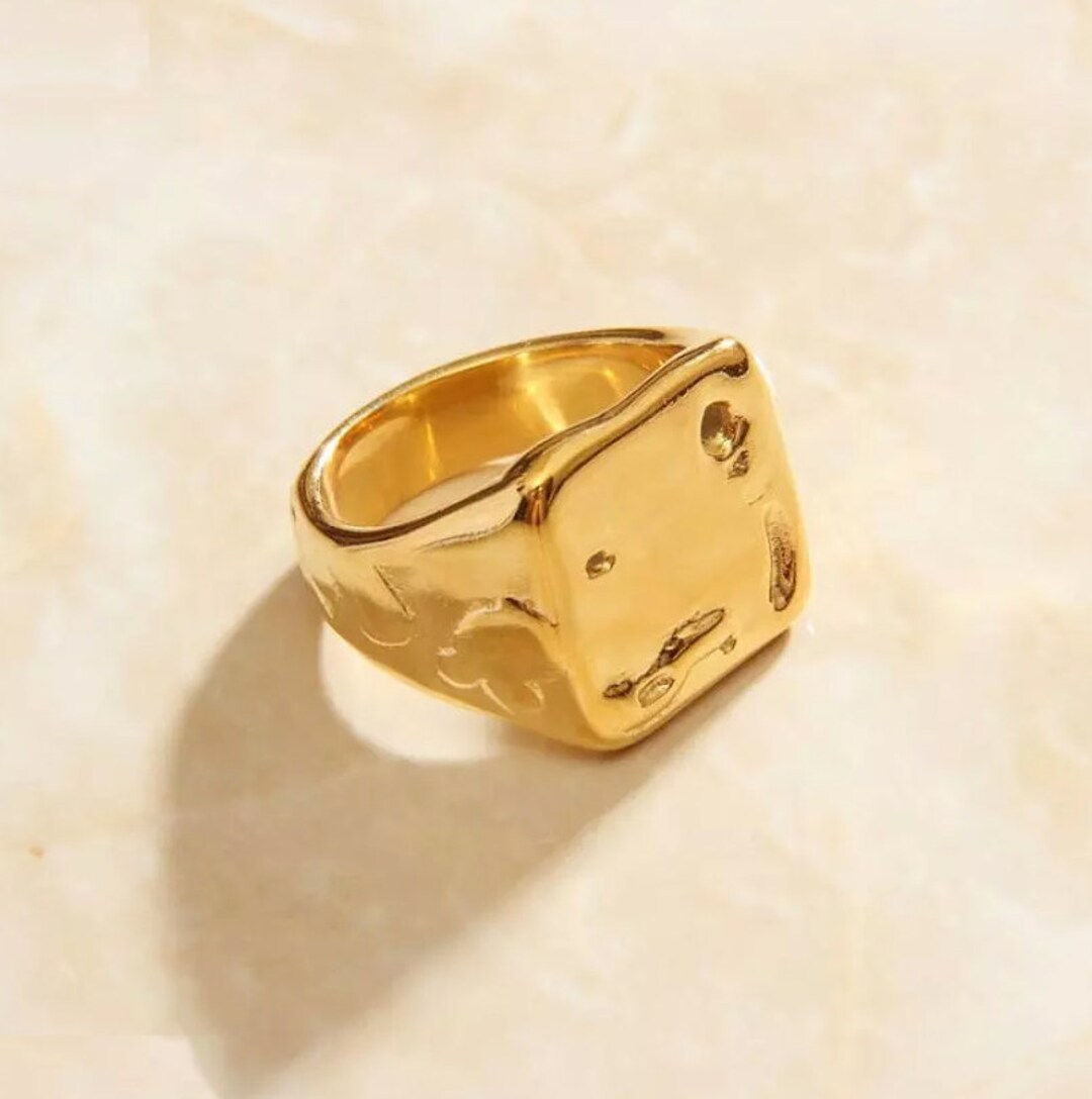 Gold Melt Signet Ring - Etsy