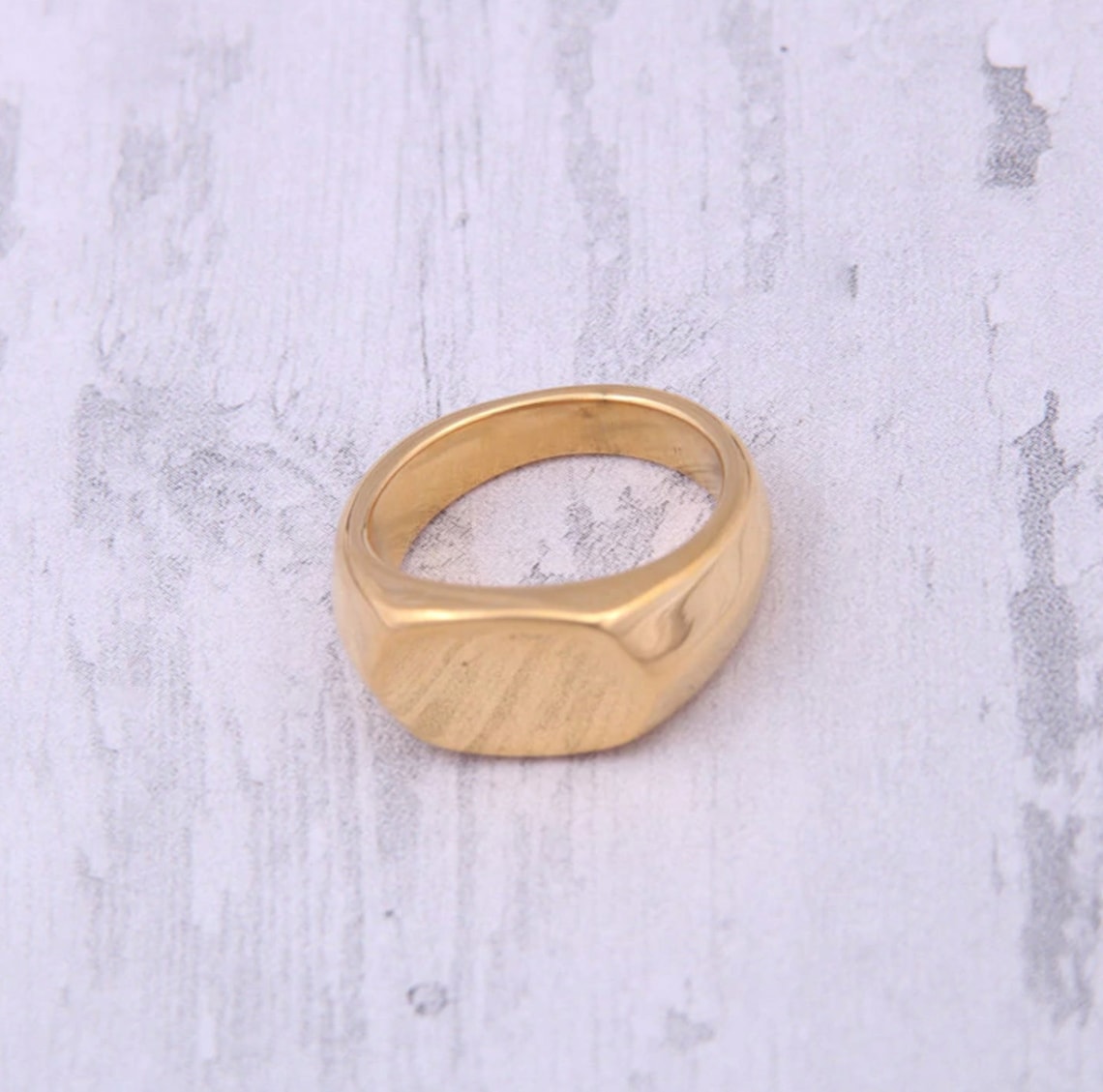 Gold Hexagonal Signet Ring - Etsy Australia
