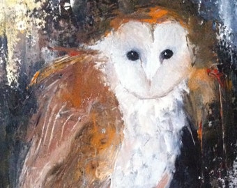 Owl Stack Painting Print Wall Art Bird Stack Barn Owl - Etsy