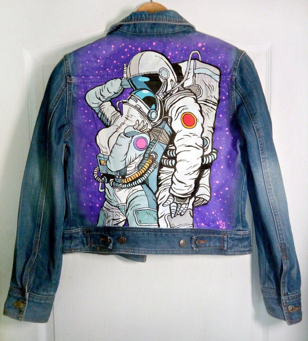 Hand Painted Jean Jacket Cosmic Love - Etsy
