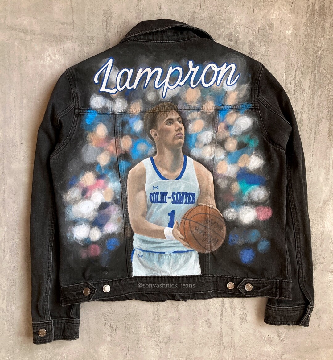 Hand Painted Denim Jacket, Basketball Jacket, Custom Jean Jacket ...