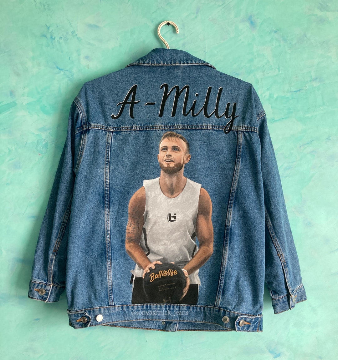 Personalized Jacket, Basketball Denim Jacket, Custom Denim Jacket ...