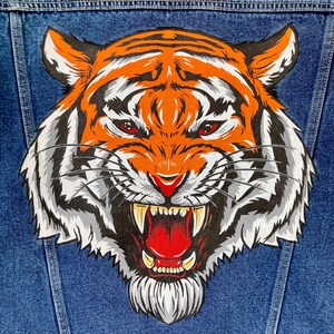 Custom Jean Jacket, Painted Denim Jacket Tiger, Hand Painted Denim ...