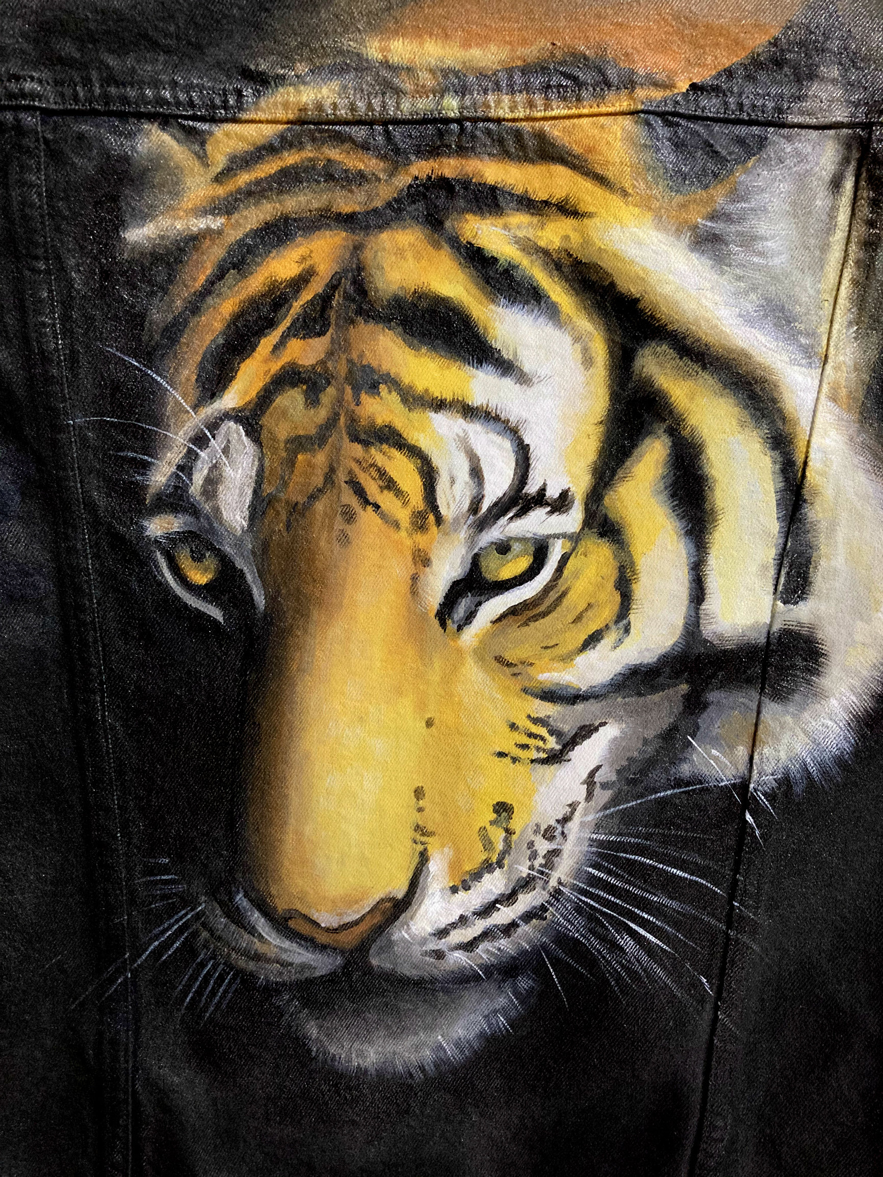 Hand Painted Denim Jacket Tiger - Etsy