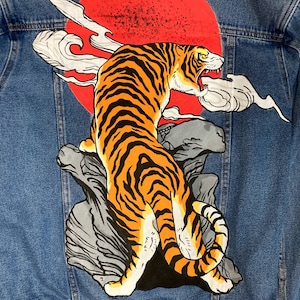 Custom Jean Jacket, Personalized Jacket, Tiger Jean Jacket, Painted ...