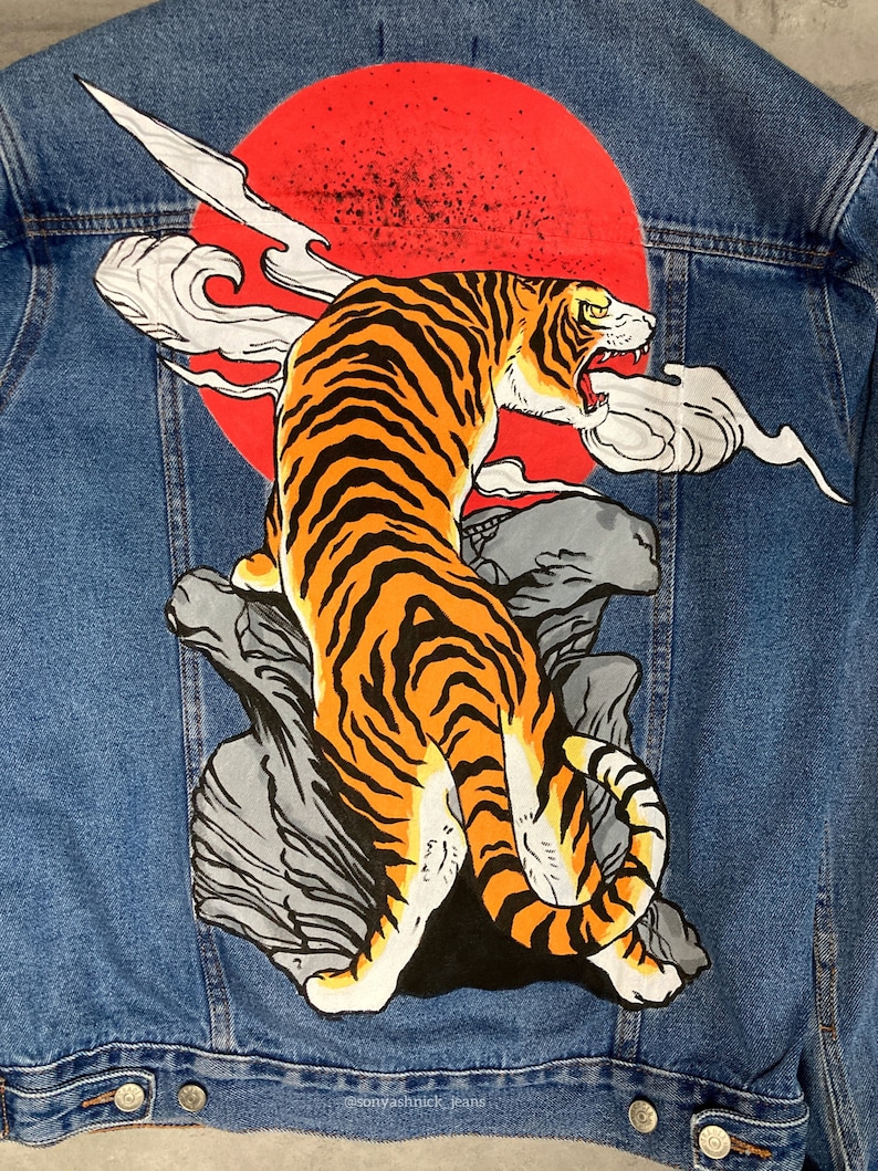 Custom Jean Jacket, Personalized Gift, Tiger Jean Jacket - Etsy
