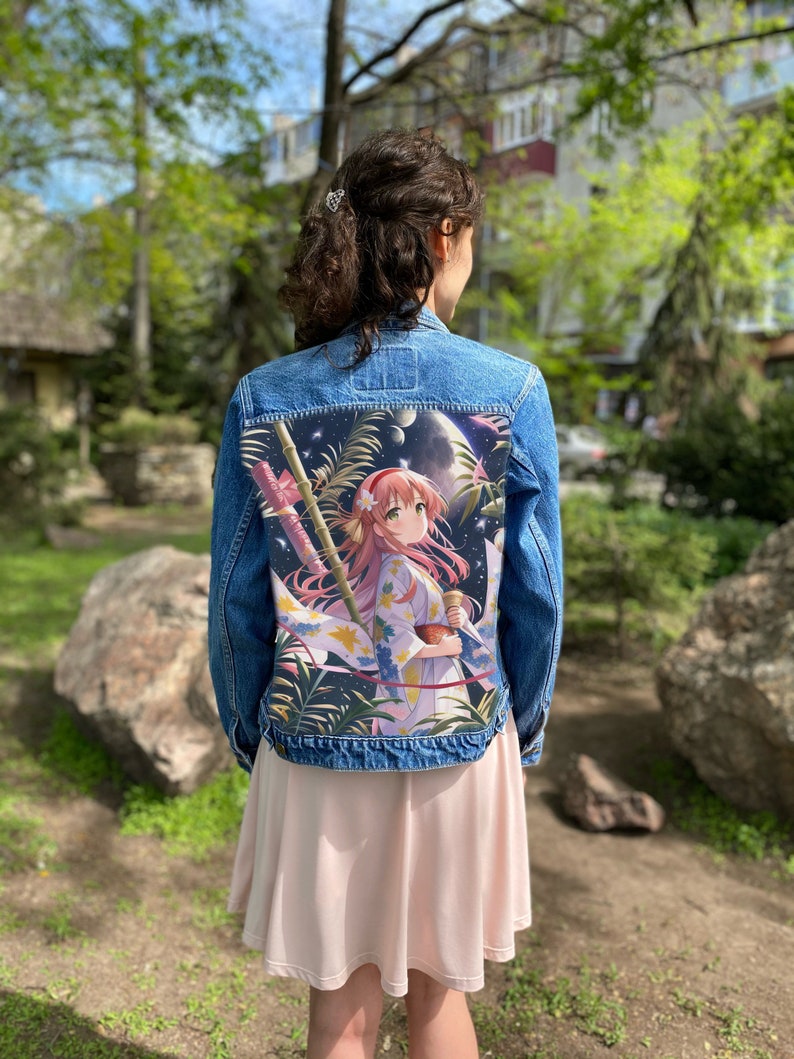 Hand Painted Anime Denim Jacket - Etsy