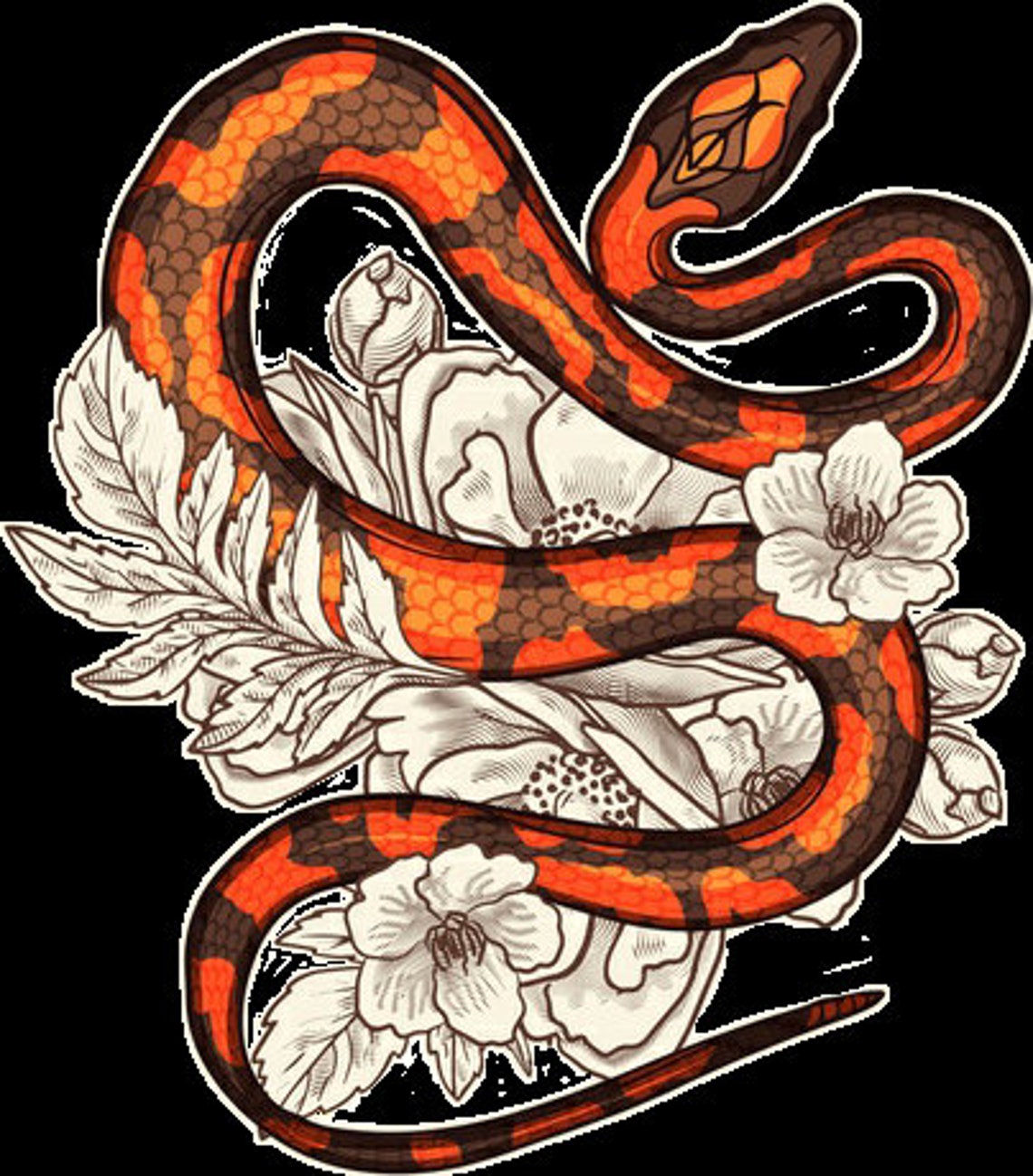 Hand Painted Faux Leather Jacket Snake With Flowers - Etsy