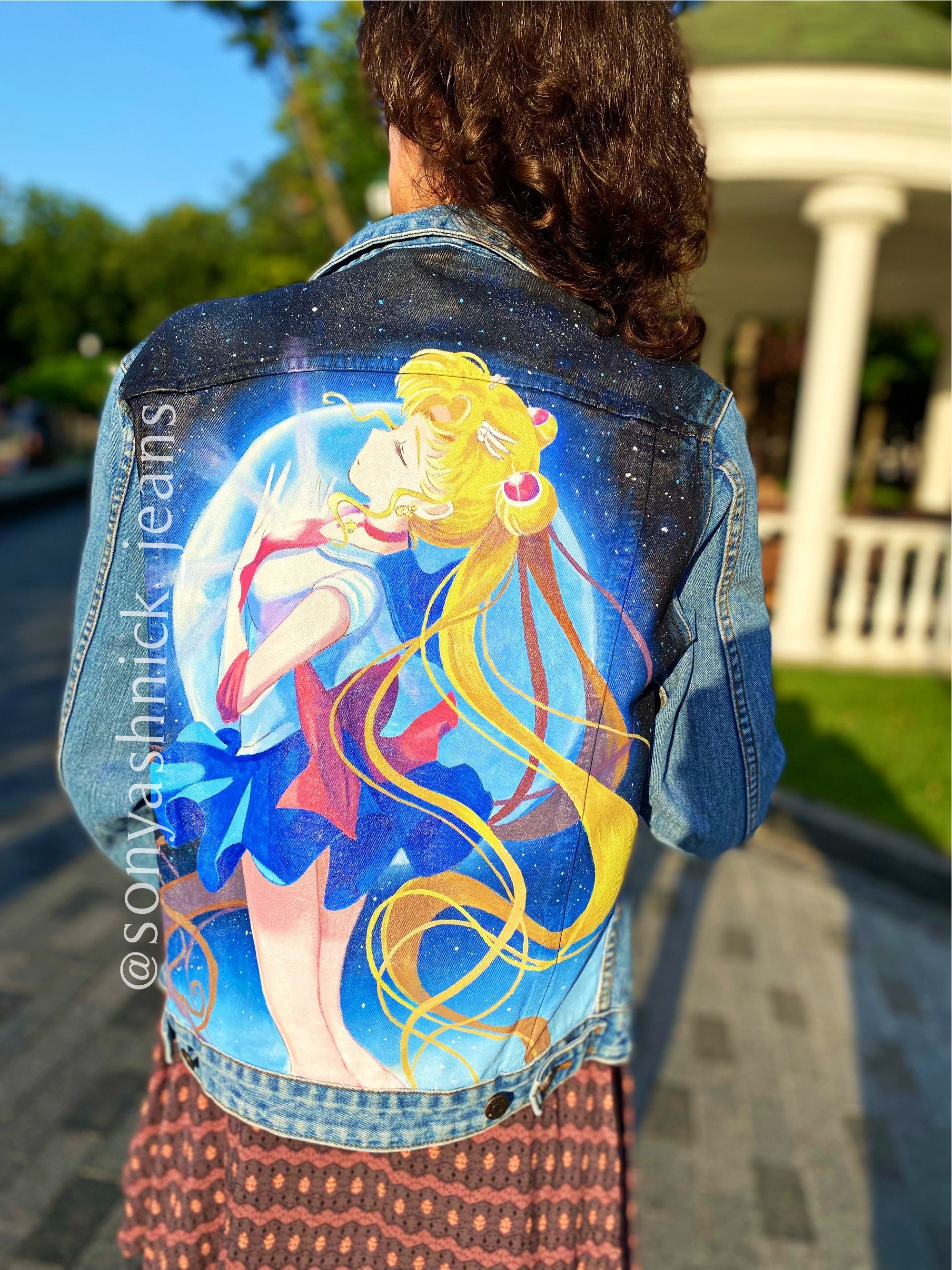 Hand painted anime denim jacket | Etsy