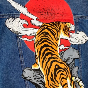 Custom Jean Jacket, Personalized Jacket, Tiger Jean Jacket, Painted ...