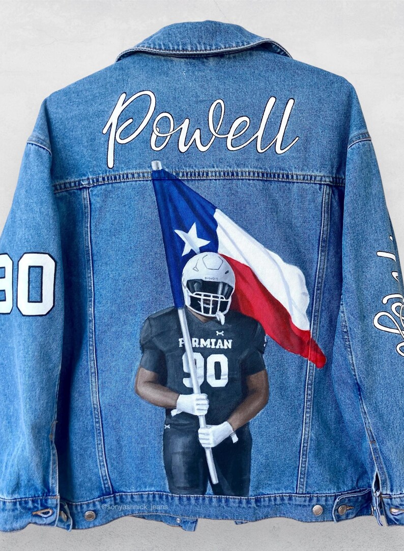 Sports Jean Jacket, Custom Football Jacket, Football Jean Jacket ...