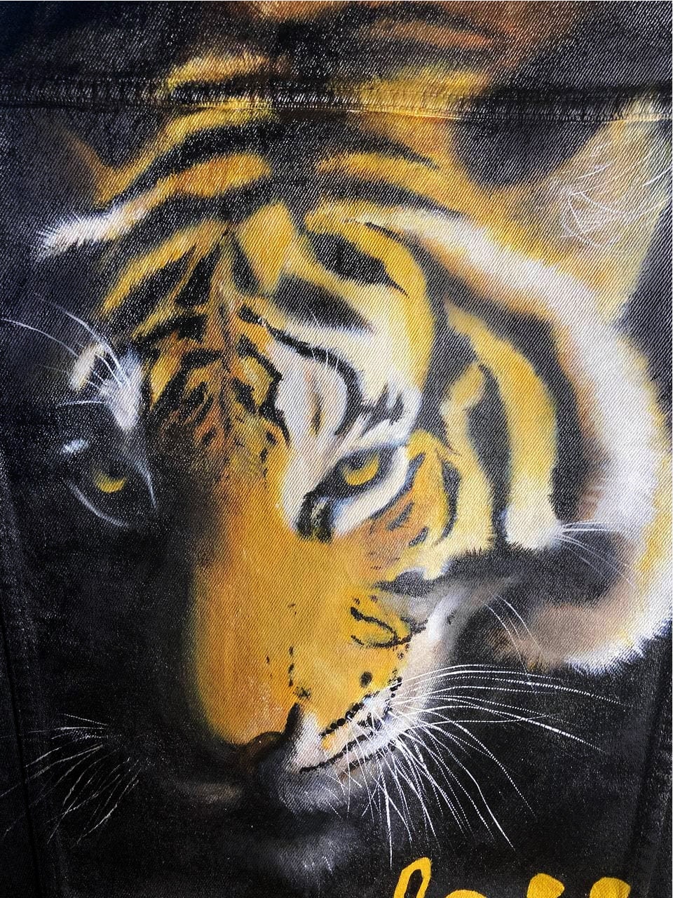 Hand Painted Denim Jacket Tiger - Etsy