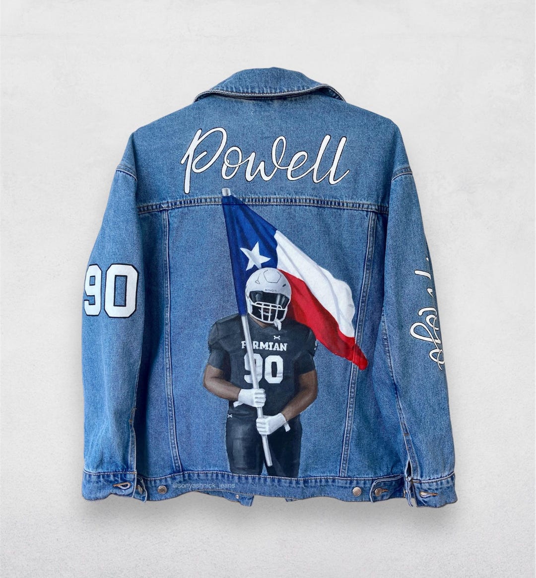 Sports Jean Jacket, Custom Football Jacket, Football Jean Jacket ...