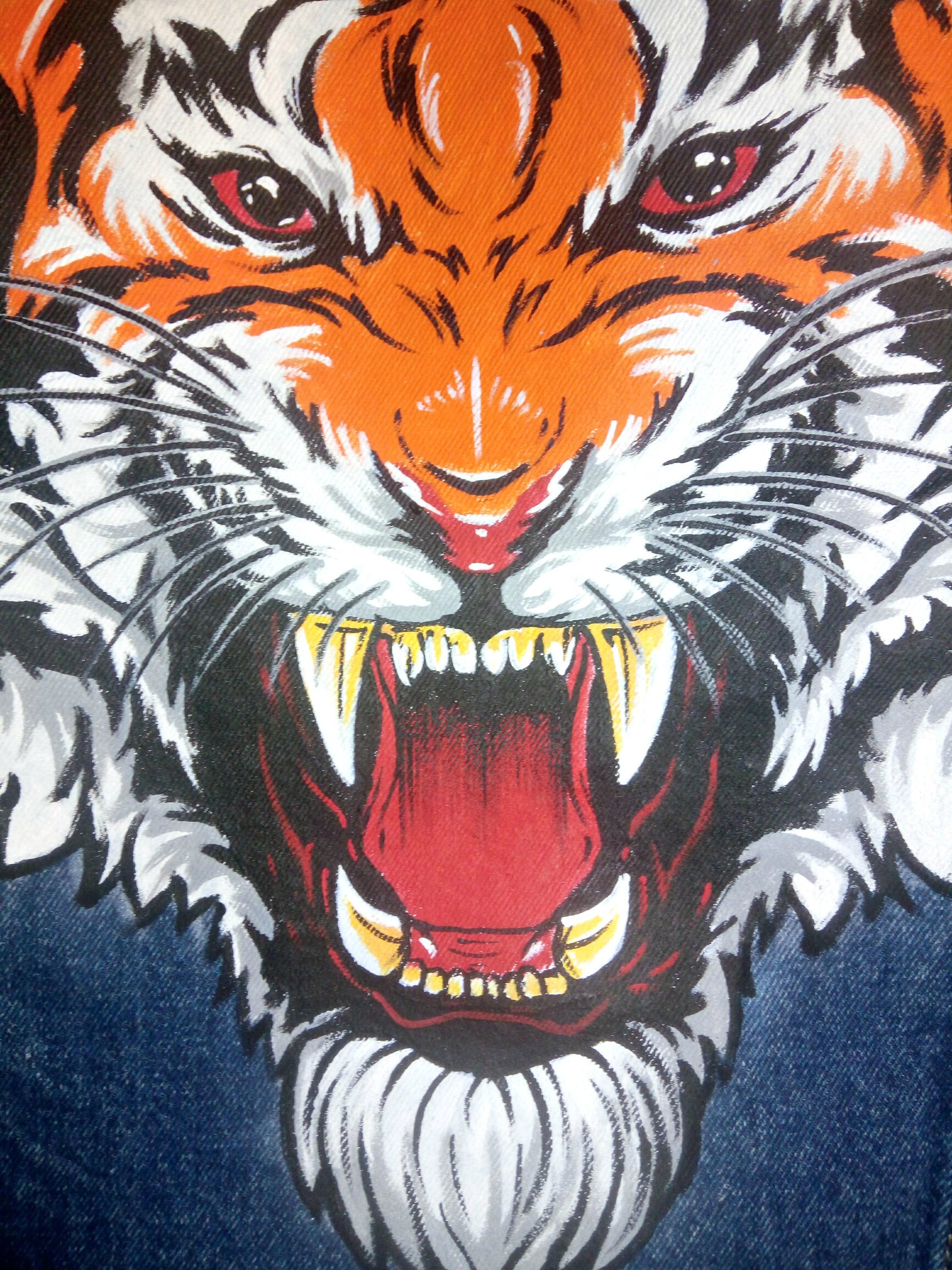 Painted Denim Jacket Tiger | Etsy