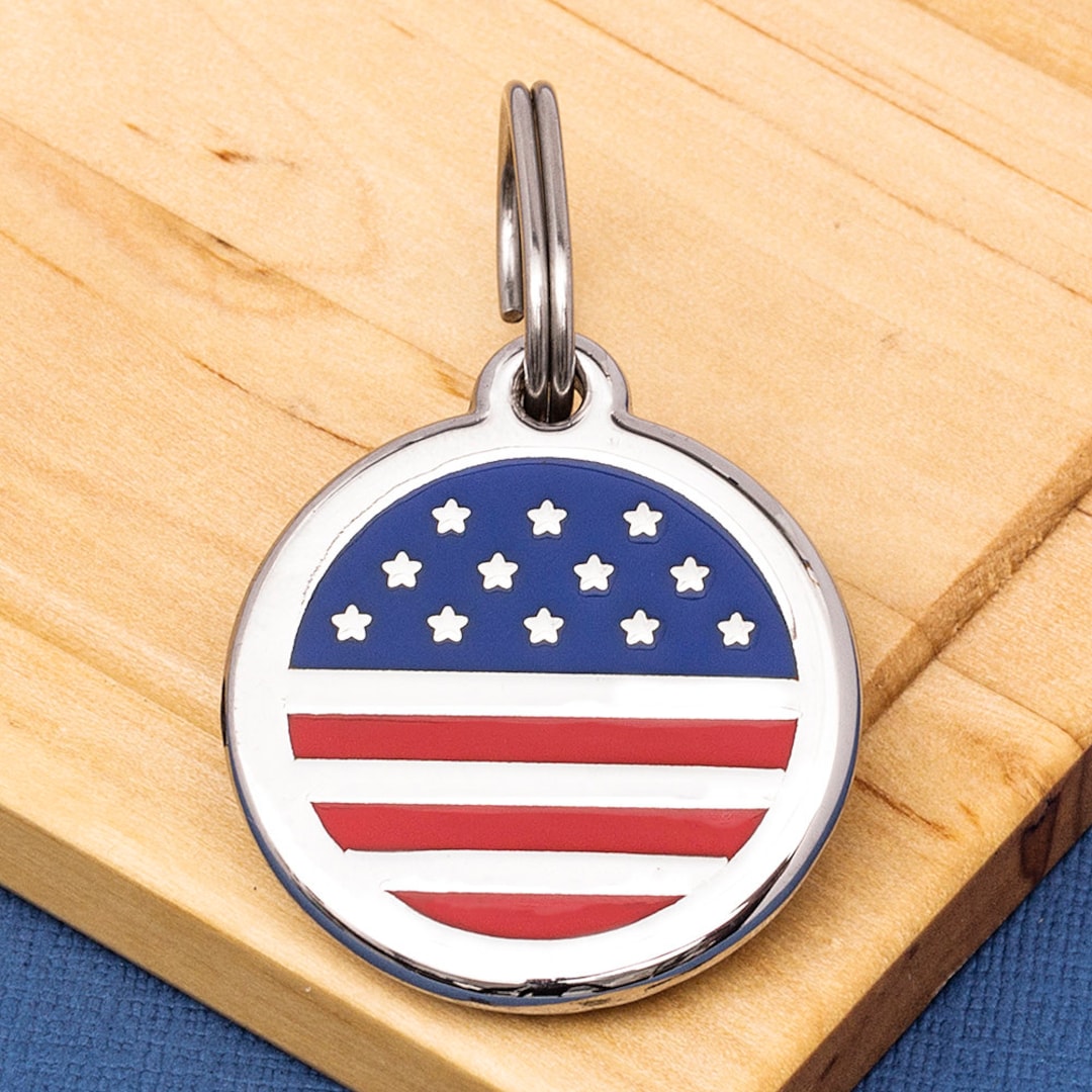 USA Flag Pet ID Tag American Flag Pet Tag Stars and Stripes - Etsy