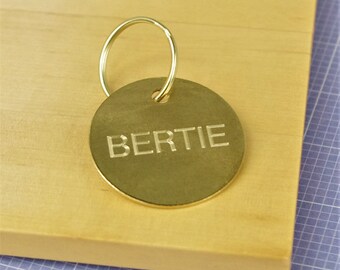 Deeply Engraved Solid Brass Dog Tag 39mm Round - Etsy